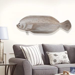 Flounder 34x12 Inch Gray Driftwood 2D Sculpture Beach Décor by SEASTYLE ...