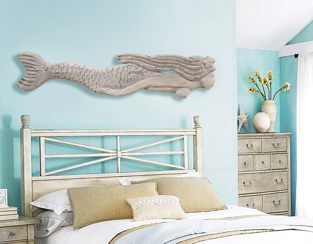 Mermaid Driftwood 52x11x2 in XL 2D Sculpture Beach Décor by SEASTYLE - Etsy