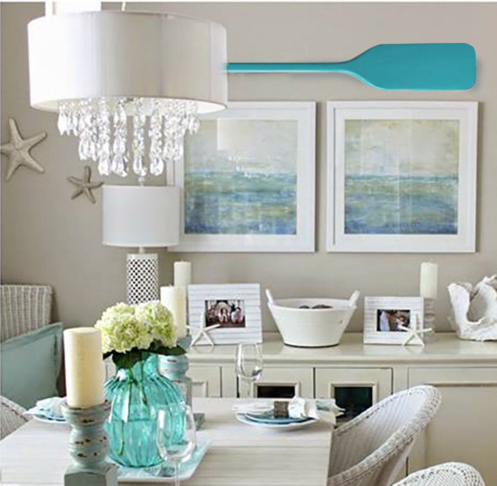 Beach Decor Aqua Blue Paddle Wood Nautical by SEASTYLE - Etsy