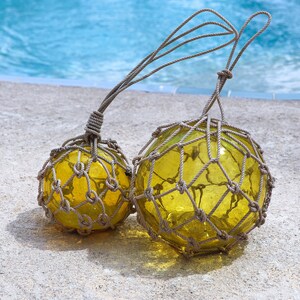 Yellow Glass Floats Set Vintage Japanese 8 Nautical by SEASTYLE - Etsy