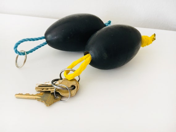 Float Key Chain Wood Vintage Buoy Black Nautical by SEASTYLE | Etsy
