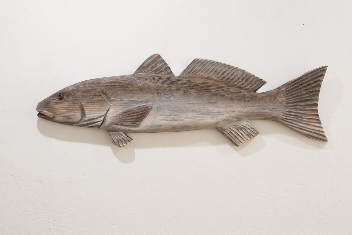 Red Fish 37" 2D Driftwood Style Sculpture Beach Décor by SEASTYLE - Etsy