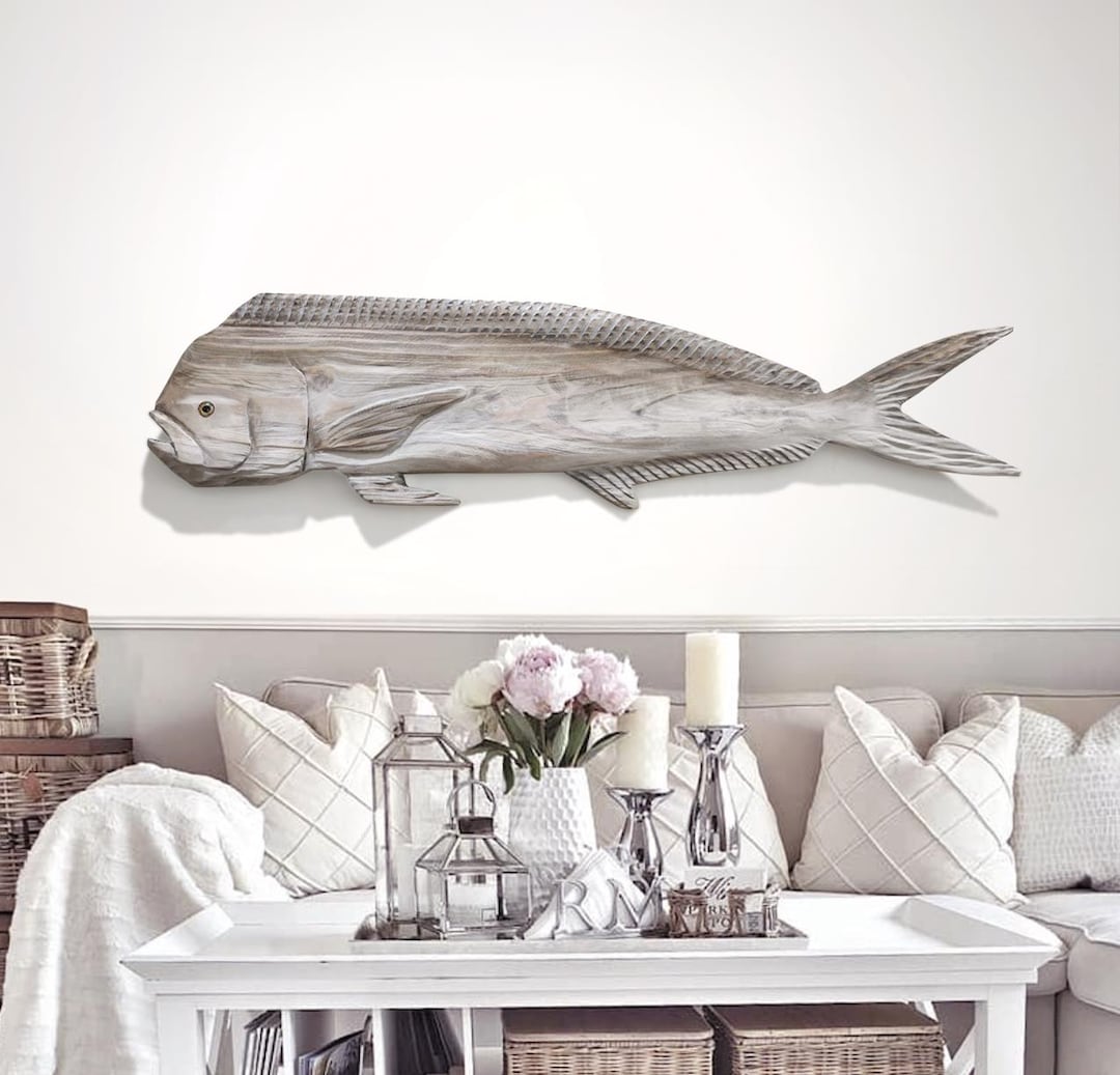 Driftwood Mahi Mahi 50" Dolphinfish Sculpture Beach Décor by SEASTYLE ...