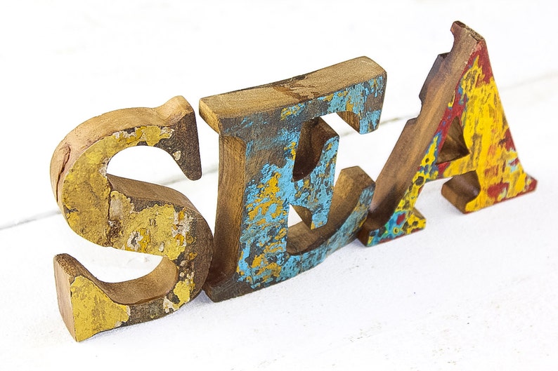Beach Decor SEA Sign Vintage Style Nautical Wooden by Seastyle - Etsy