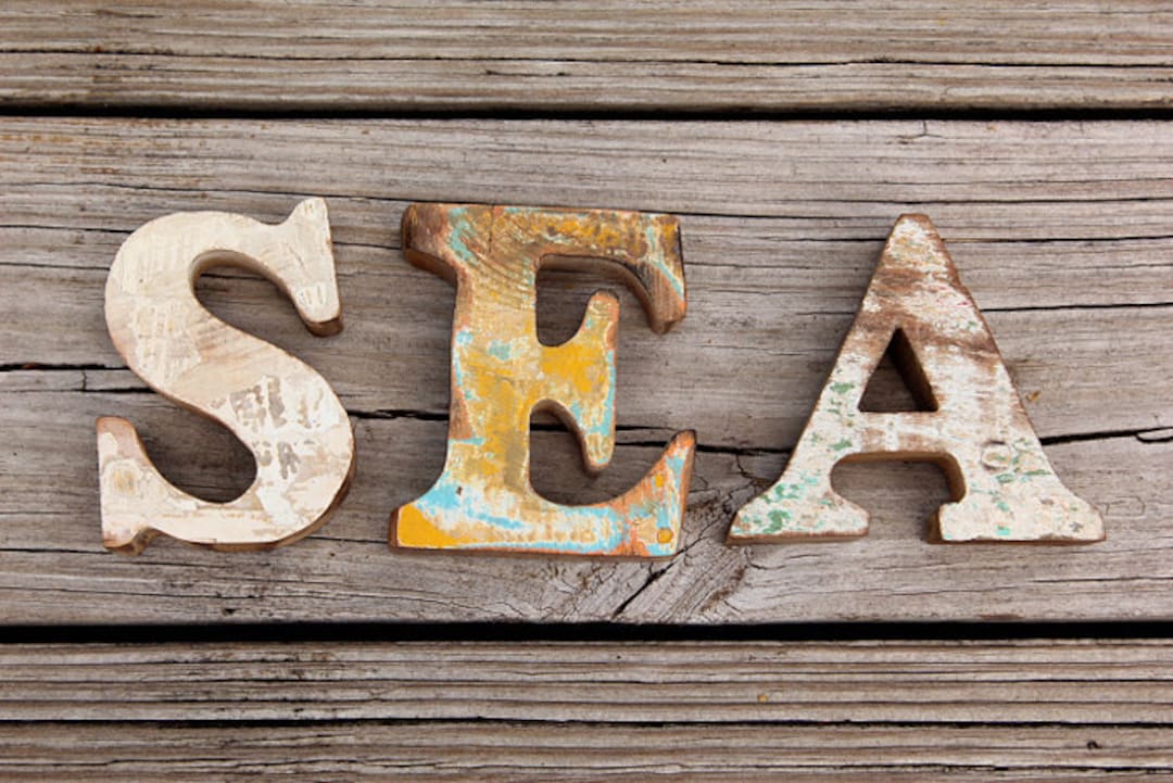 Beach Decor SEA Sign Wooden Vintage Nautical by Seastyle - Etsy