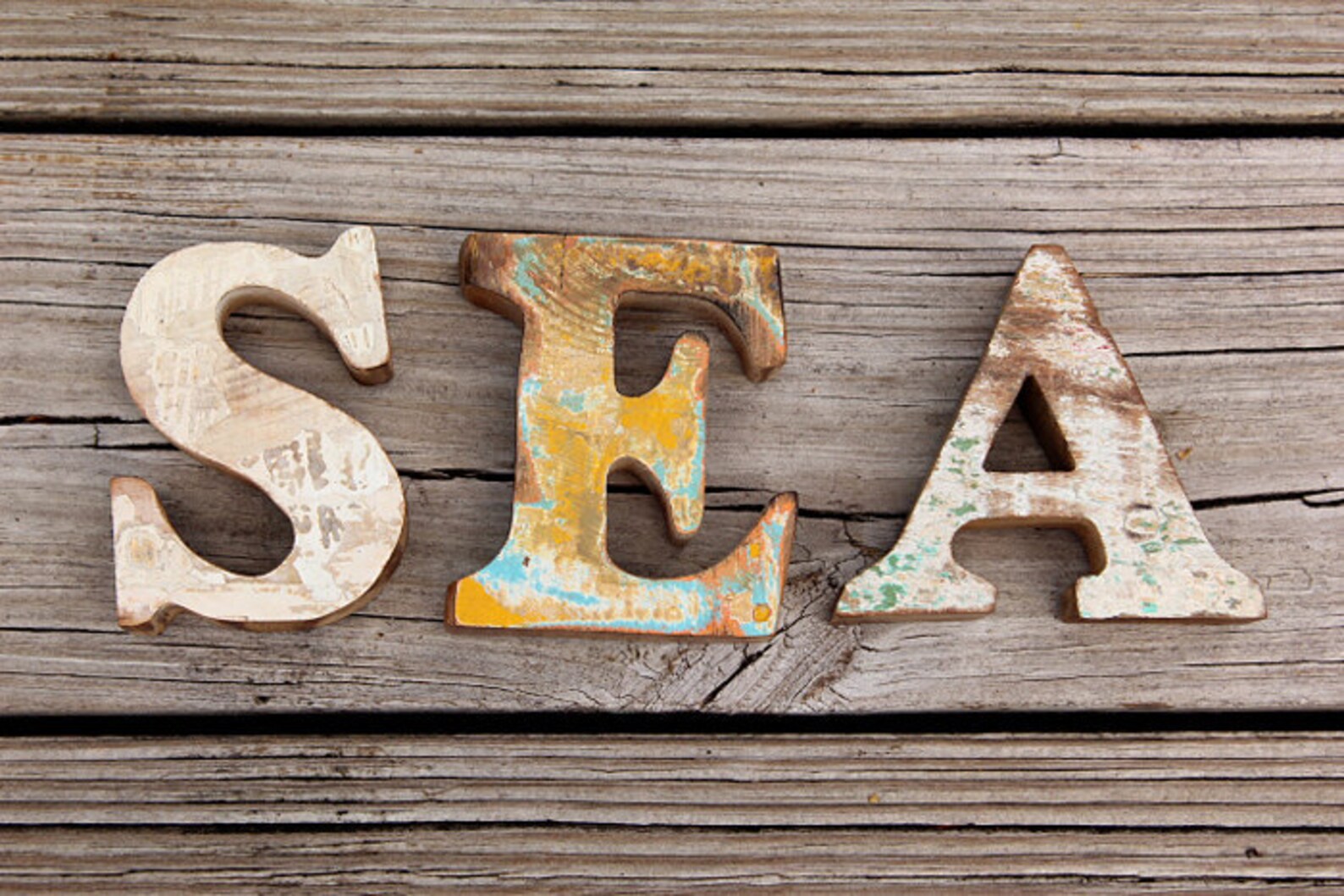 Beach Decor SEA Sign Wooden Vintage Nautical by Seastyle | Etsy