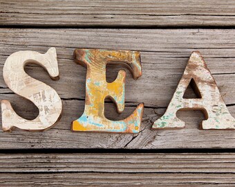 Beach Decor SEA Sign Vintage Style Nautical Wooden by Seastyle | Etsy
