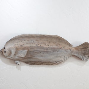 Flounder 34x12 Inch Gray Driftwood 2D Sculpture Beach Décor by SEASTYLE ...