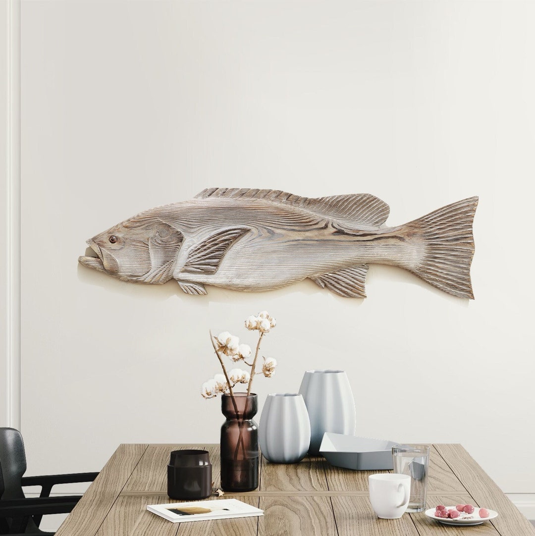 Driftwood Snapper 40" Right 2D Sculpture Beach Décor by SEASTYLE - Etsy