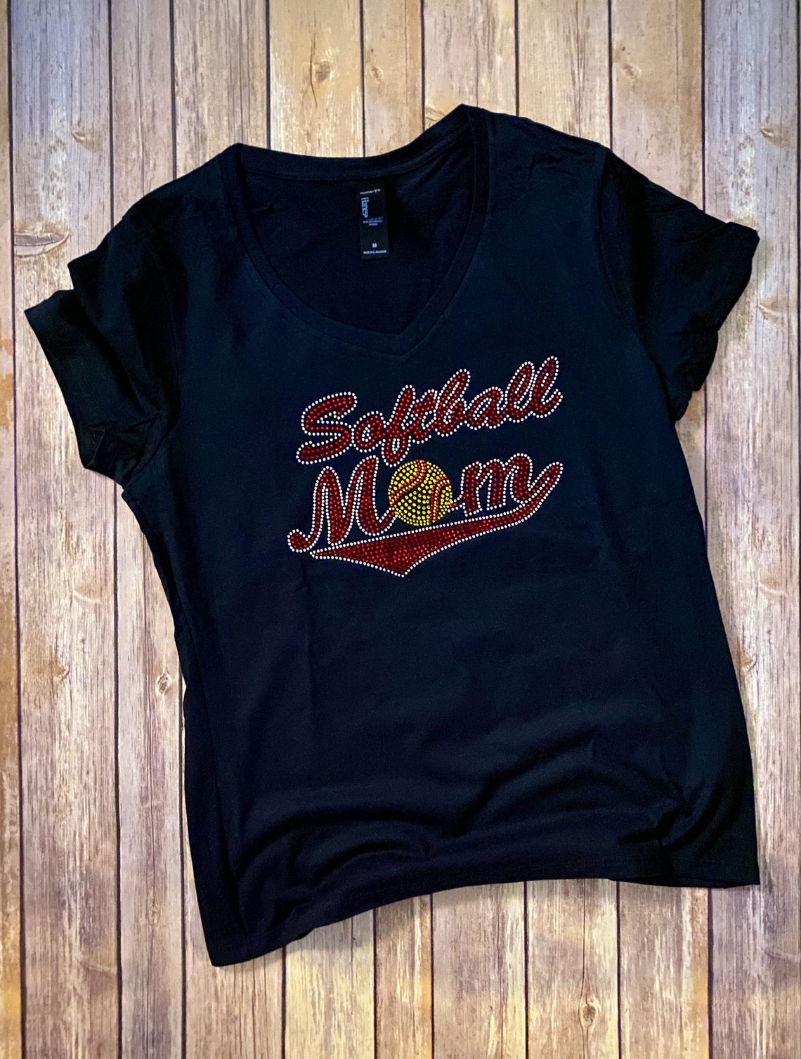 Softball Mom Script With Tail Custom Bling Tee - Etsy