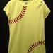 Neon Yellow Softball With Glitter Stitching Ladies Shirt - Etsy