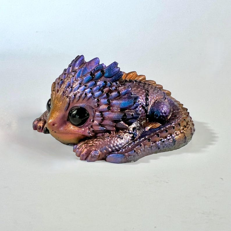 Handmade Bronze/purple Baby Laying Dragon Resin Figurine • Car Dash ...