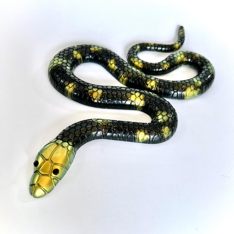 Handmade Resin Snake Art - Black W/ Gold Markings • Home & Garden Decor ...