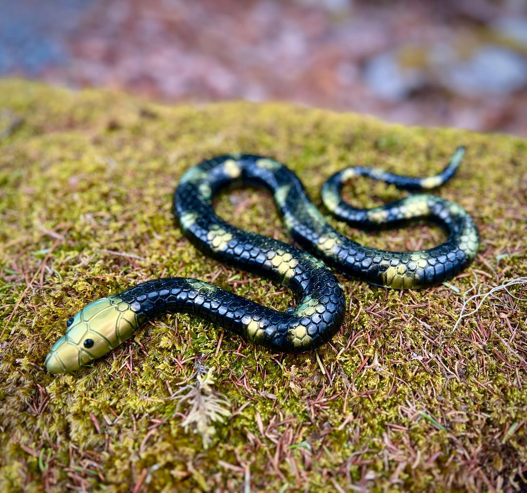 Handmade Resin Snake Art - Black W/ Gold Markings • Home & Garden Decor ...