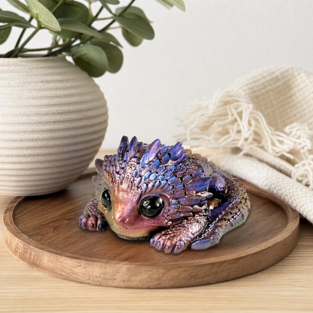 Handmade Bronze/purple Baby Laying Dragon Resin Figurine • Car Dash ...