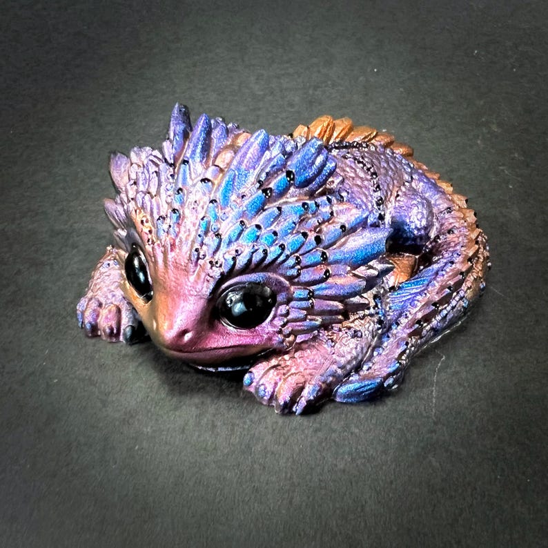 Handmade Bronze/purple Baby Laying Dragon Resin Figurine • Car Dash ...