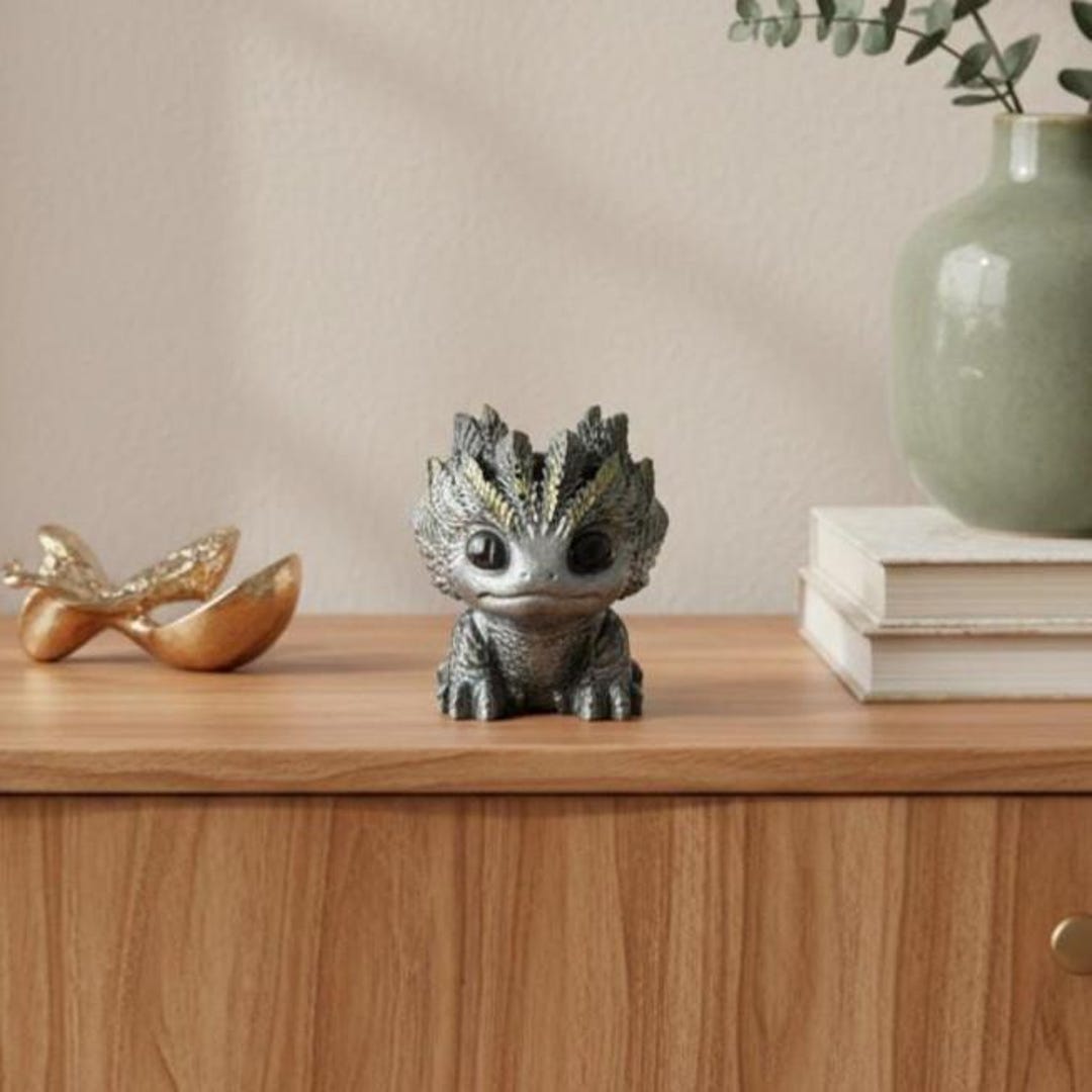 Handmade Silver/gold Baby Dragon Resin Figurine • Car Dash/home Decor ...