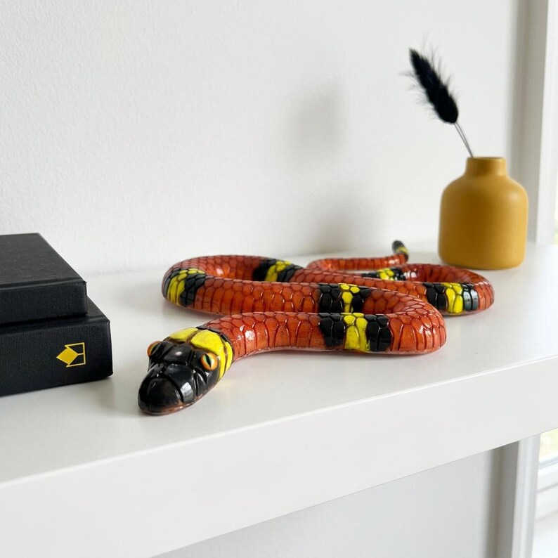 Handmade Resin Coral Snake Art • Home & Garden Decor for Nature Lovers ...