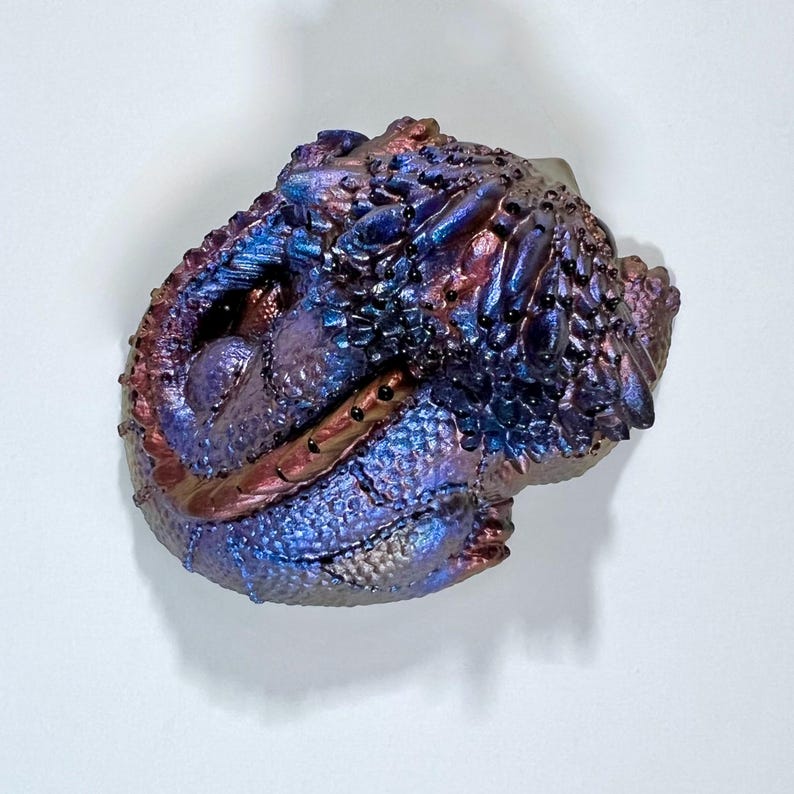Handmade Bronze/purple Baby Laying Dragon Resin Figurine • Car Dash ...