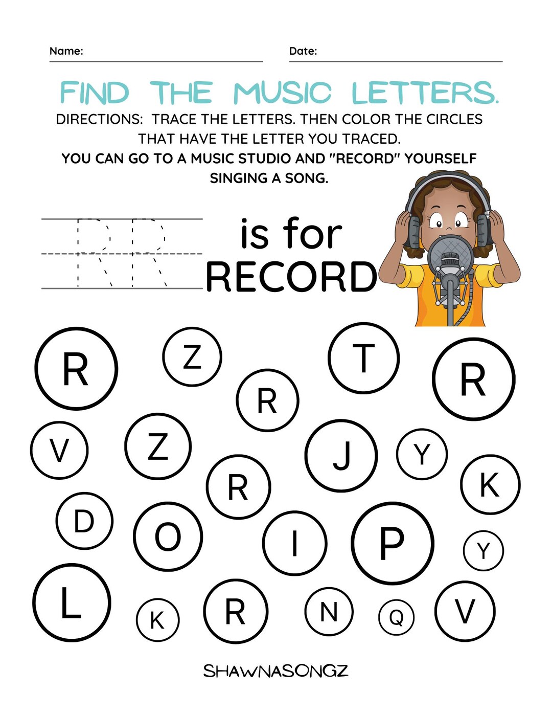 Learning Letters Using Music, Letter R - Etsy