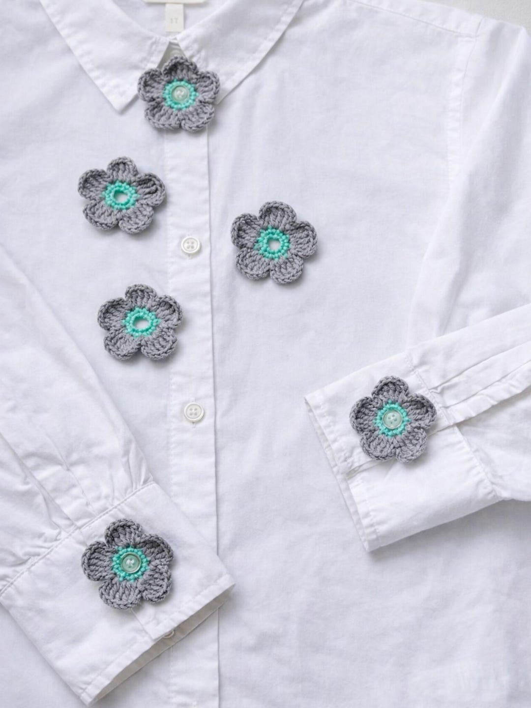 Crochet Flower Button Covers – Set of 10 | Removable Floral Button ...