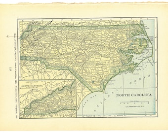 North carolina map | Etsy