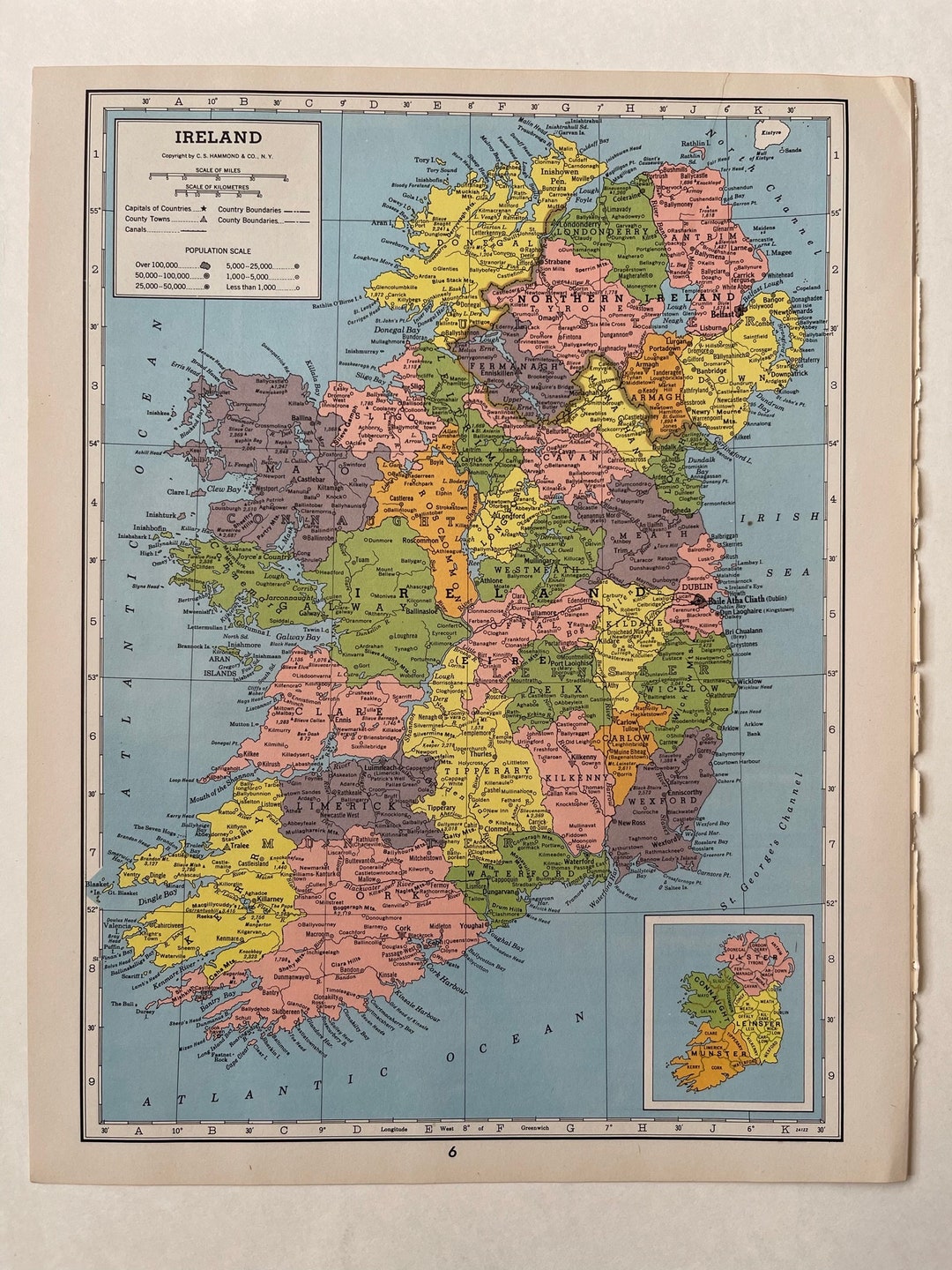 1949 Scotland Map Atlas Map on One Side and Ireland Map on One Side - Etsy