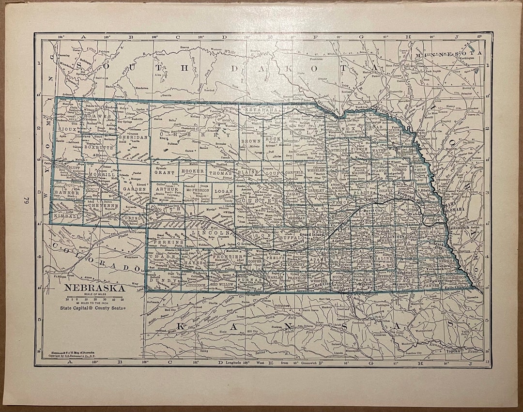 1921 North Dakota Atlas Map on One Side and Nebraska Atlas Map on One ...