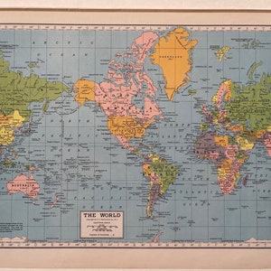 1949 World Map Atlas Map on One Side and Arctic Ocean on One Side - Etsy