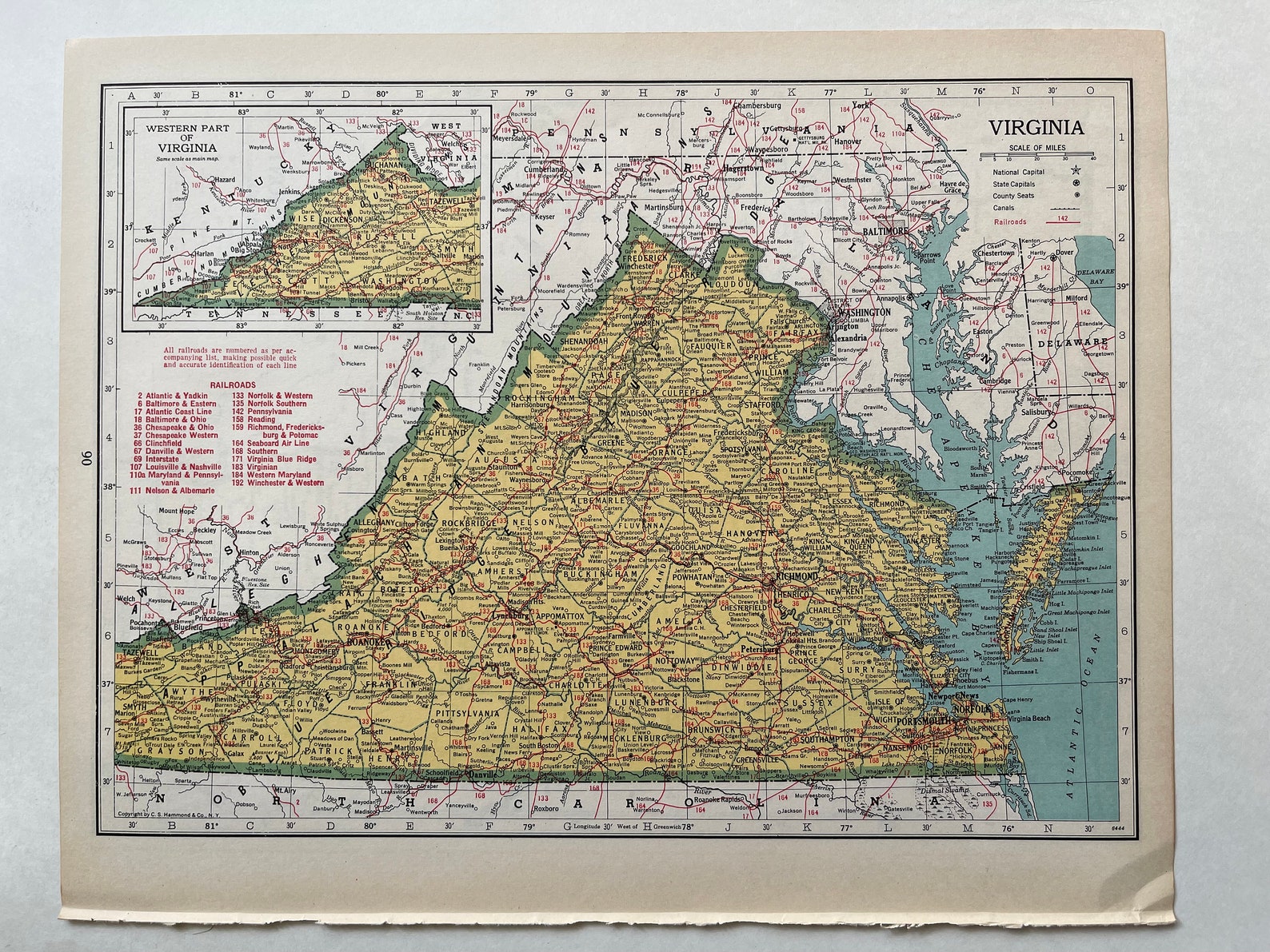 1949 Vermont Map on One Side and Virginia Map on One Side - Etsy