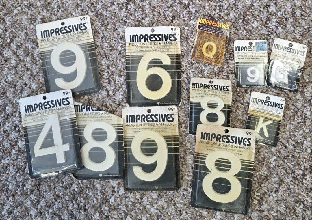 Moderne Impressives Press-on Letters & Numbers White LOT NOS Varies ...
