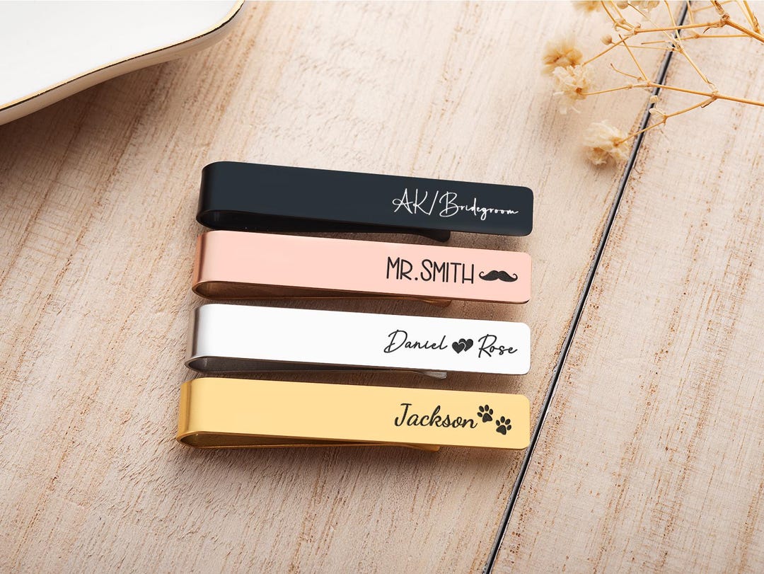 Engraved Tie Clip, Personalized Stainless Steel, Wedding Gift - Etsy