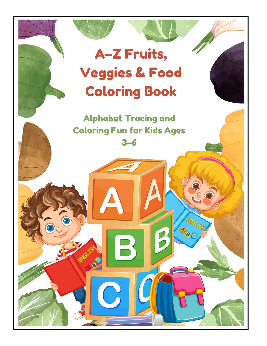 Buy Printable A–Z Fruits & Vegetables Alphabet Tracing and Coloring ...