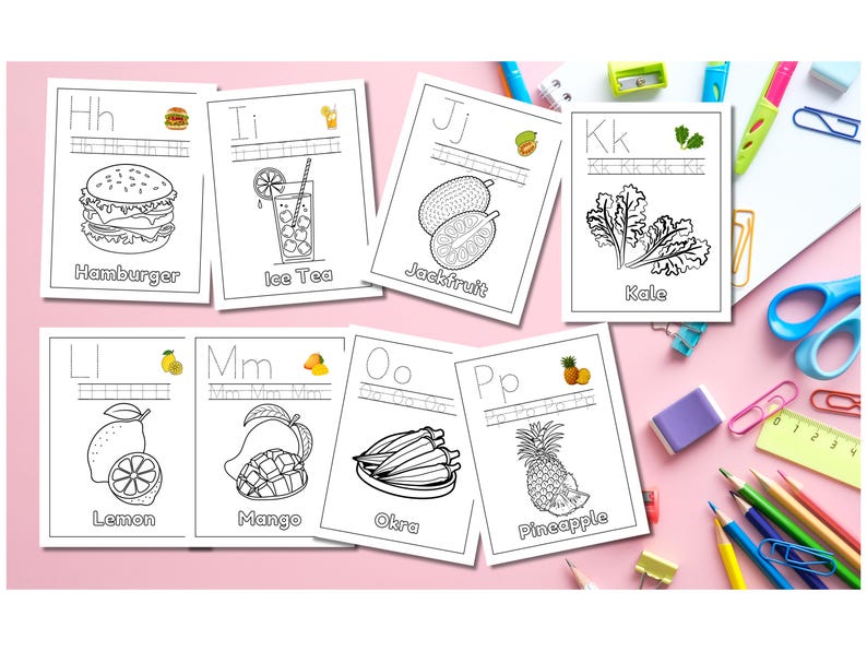 Buy Printable A–Z Fruits & Vegetables Alphabet Tracing and Coloring ...