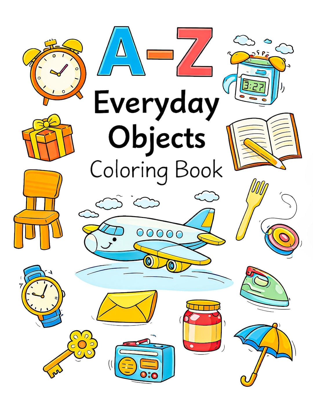 A-Z Everyday Objects Coloring Book - Preschool Alphabet Learning ...