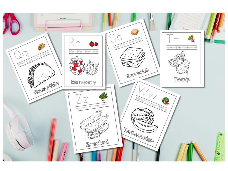 Buy Printable A–Z Fruits & Vegetables Alphabet Tracing and Coloring ...