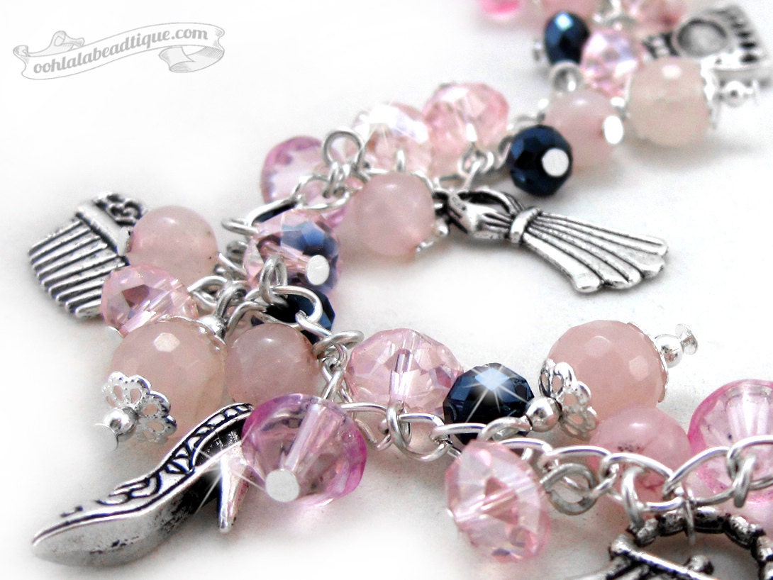 Diva Pink Charm Bracelet Crystal Jewelry Silver Charms - Etsy Canada