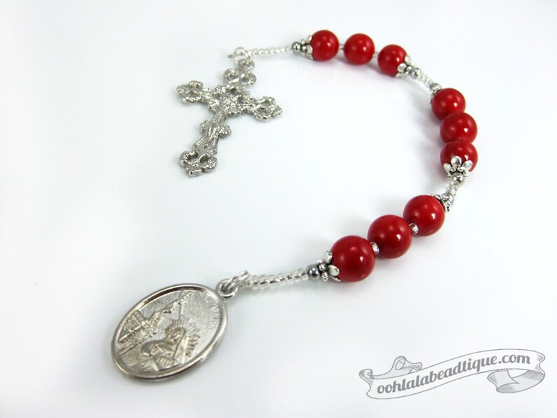 Saint Rita Chaplet Red Rosary St Rita Rosaries Pocket Rosary - Etsy