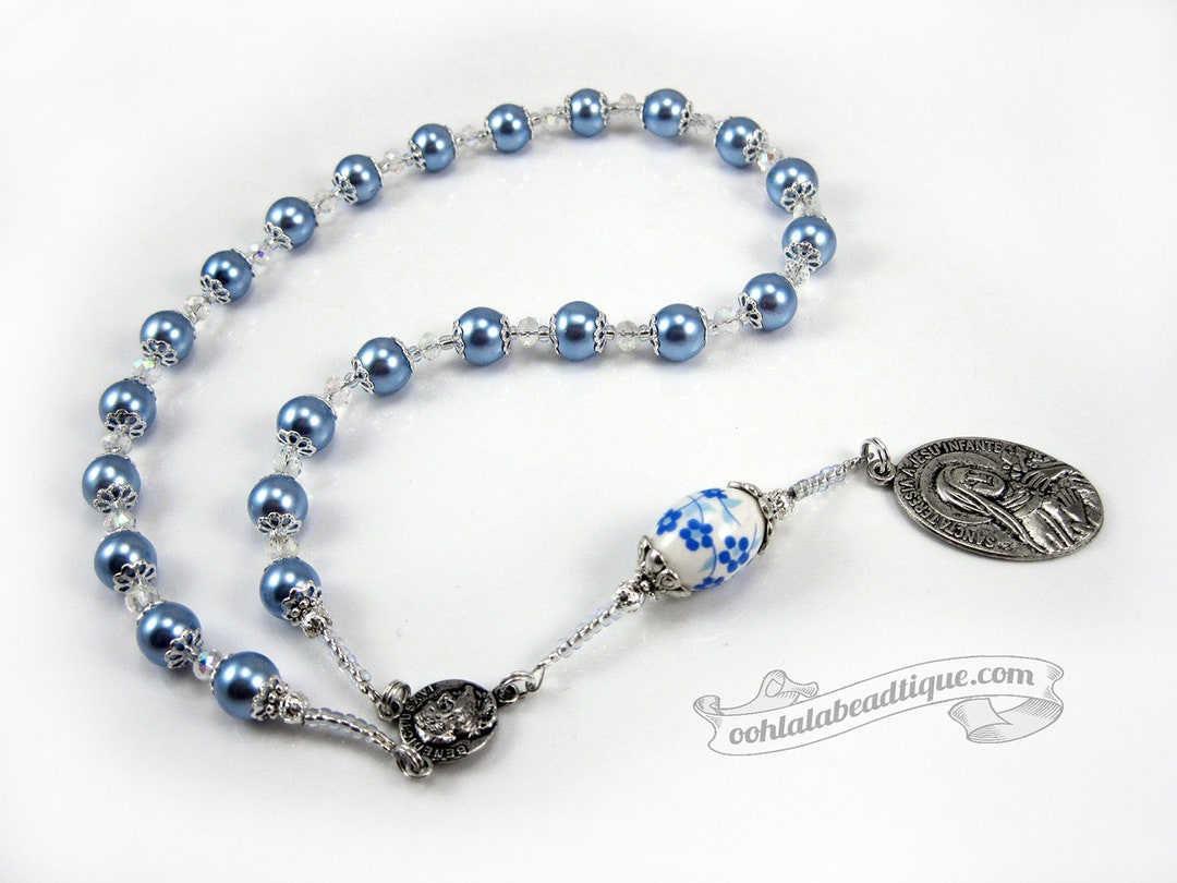 Blue Pearl St Thérèse Chaplet Little Flower Rosary Saint - Etsy