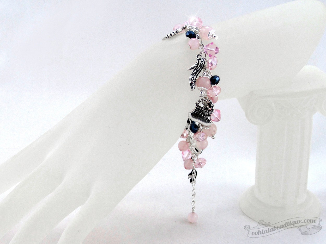 Diva Pink Charm Bracelet Crystal Jewelry Silver Charms - Etsy Canada