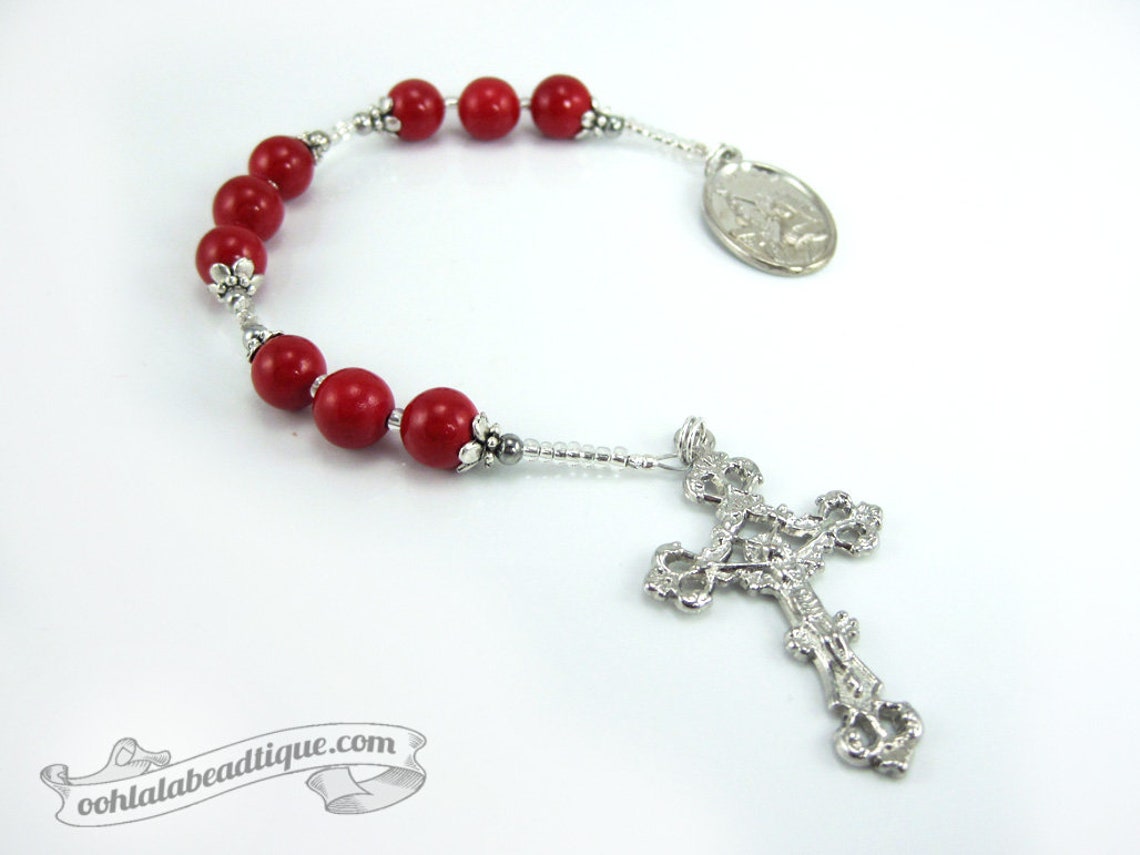 Saint Rita Chaplet Red Rosary St Rita Rosaries Pocket Rosary - Etsy