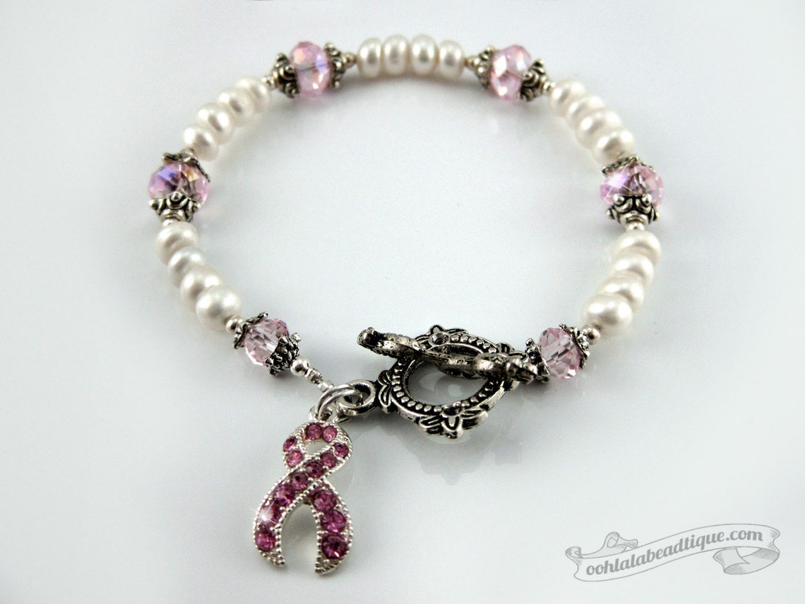 Pink Cancer Ribbon Bracelet Awareness Jewelry Breast Cancer - Etsy