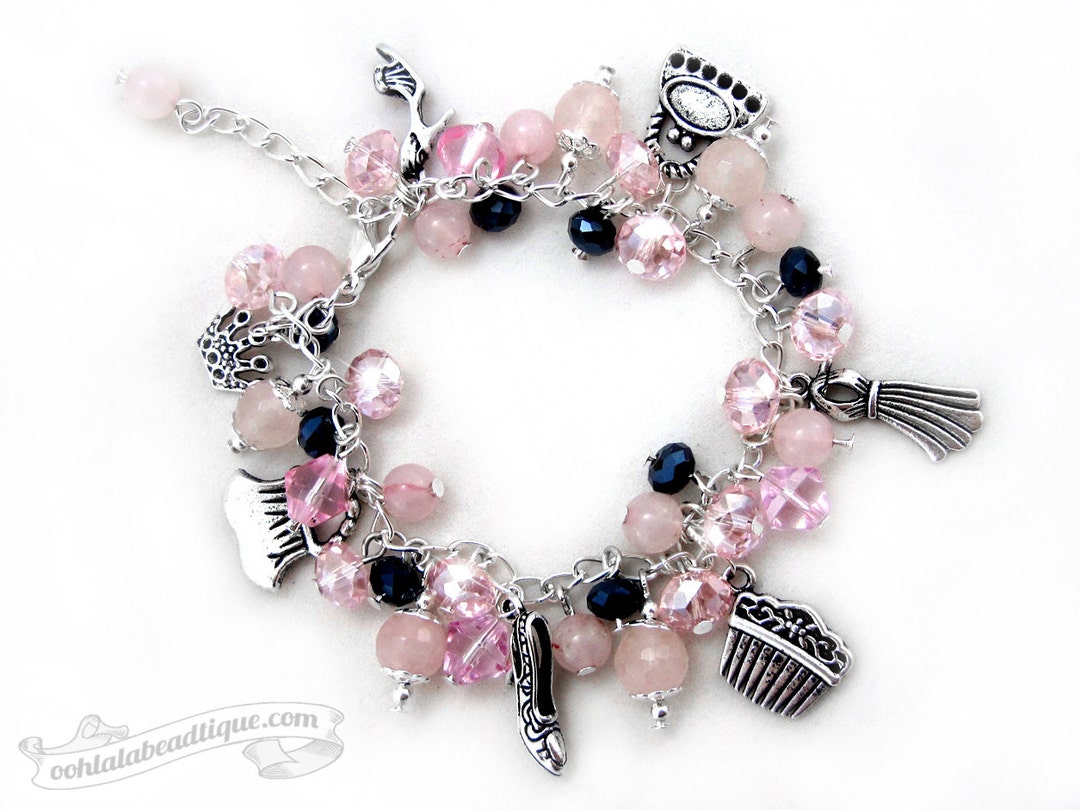 Diva Pink Charm Bracelet Crystal Jewelry Silver Charms - Etsy Canada
