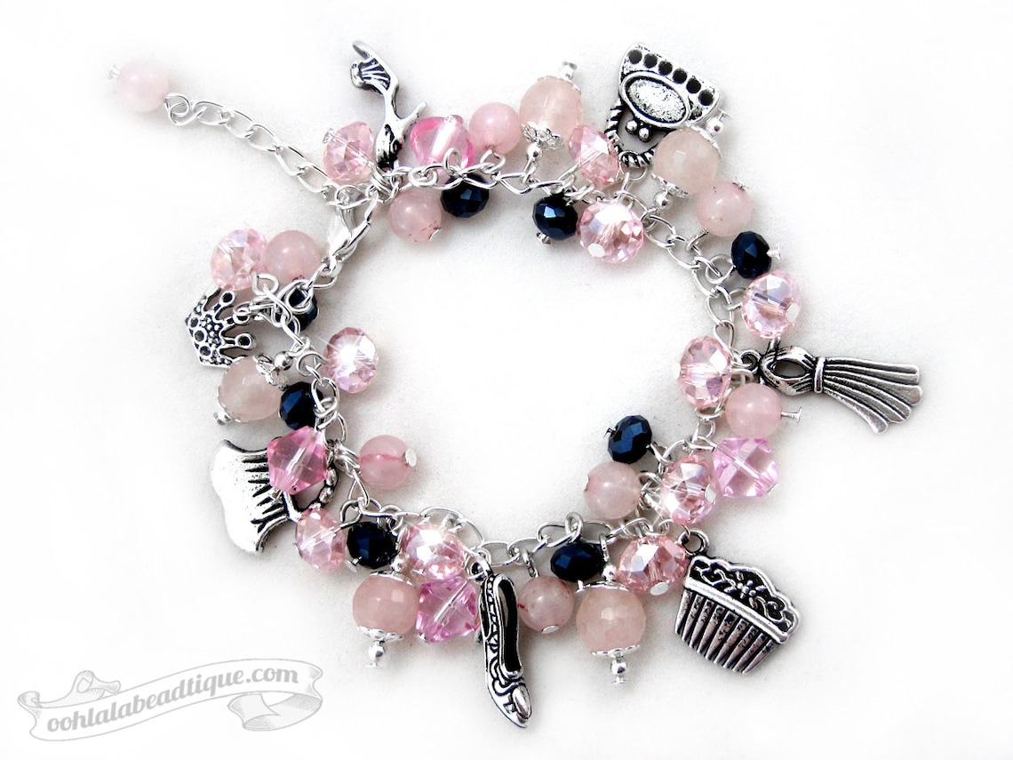 Diva Pink Charm Bracelet Crystal Jewelry Silver Charms - Etsy Canada
