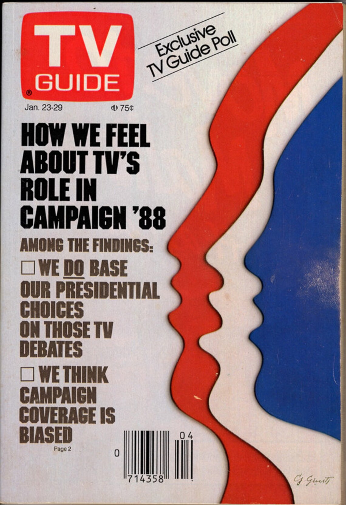 Vintage TV Guide. 1-23-88. George Giusti Cover Artist. Johnny Depp. Mel ...