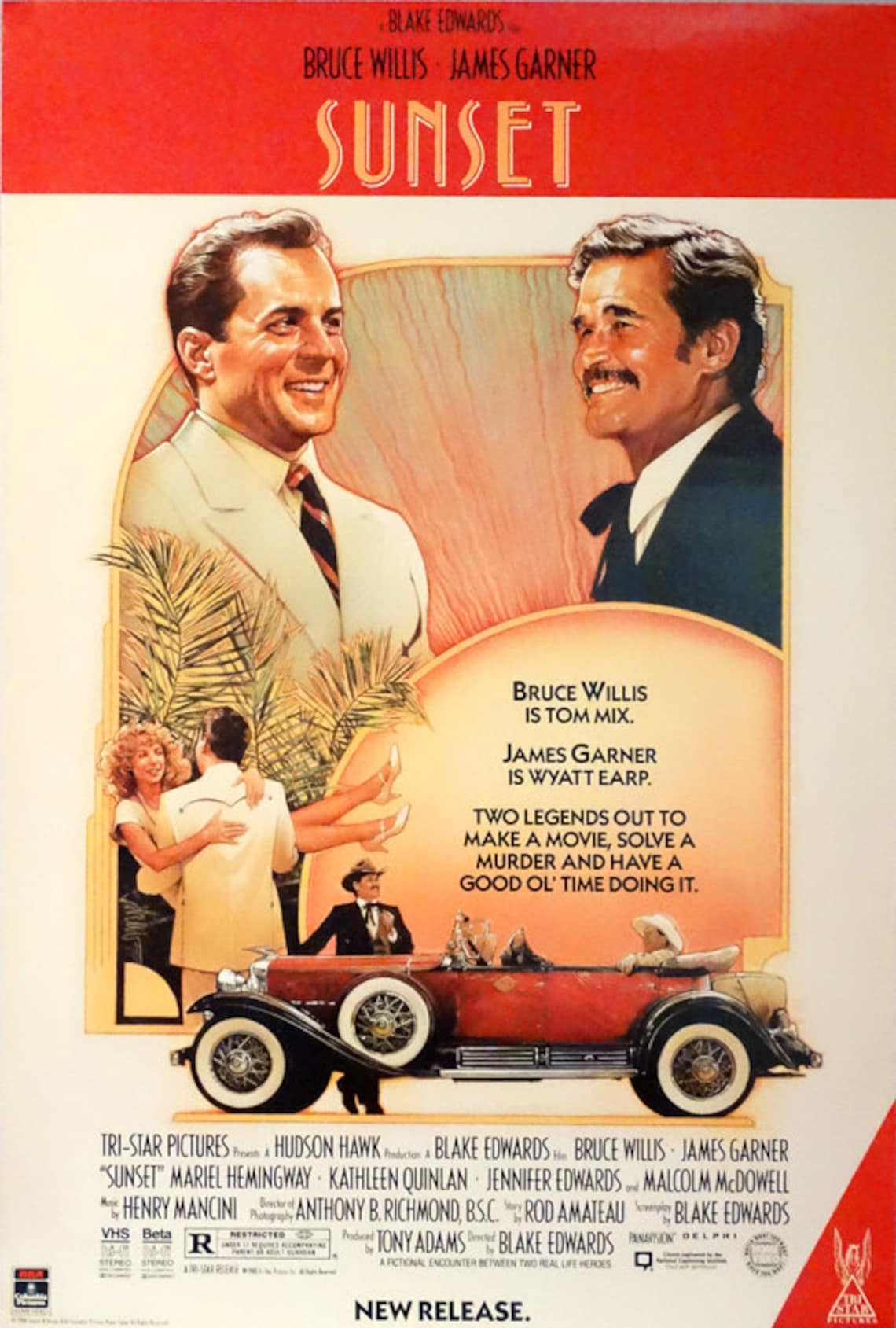 Sunset. 1988 Original 27x41 US Video Movie Poster. Drew Struzan Art of ...