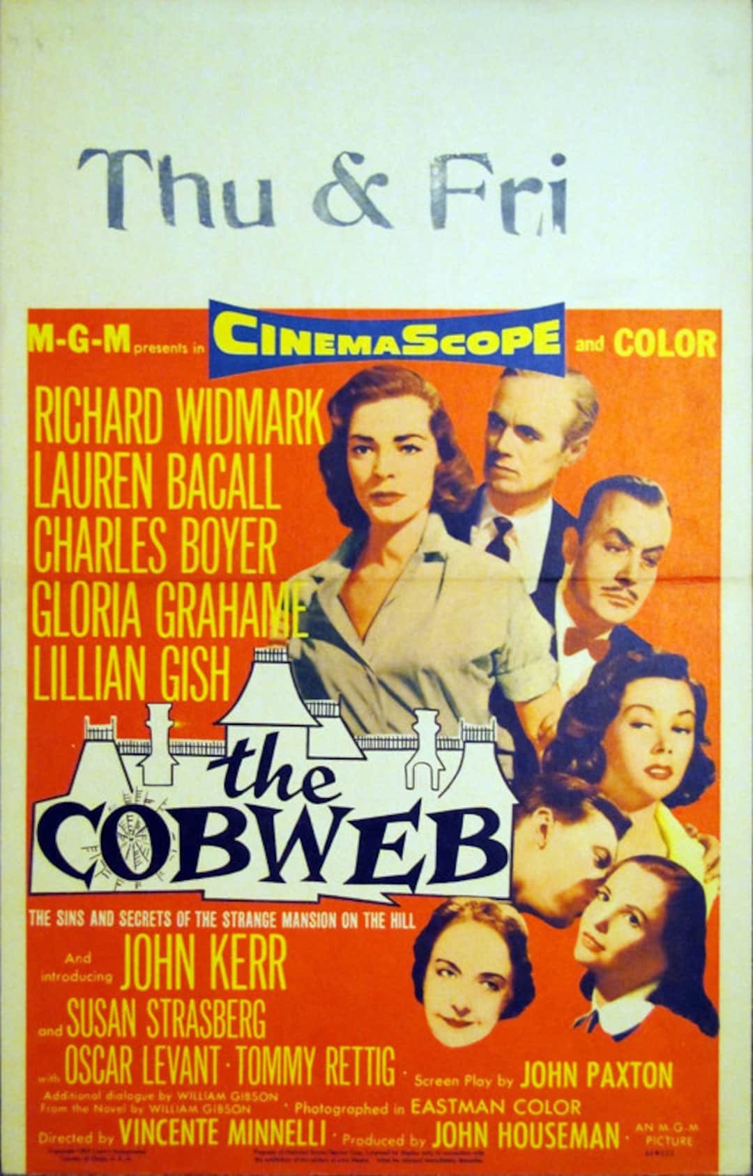 Cobweb. 1955 Original 14"x22" US Movie Poster.richard Widmark,lauren ...