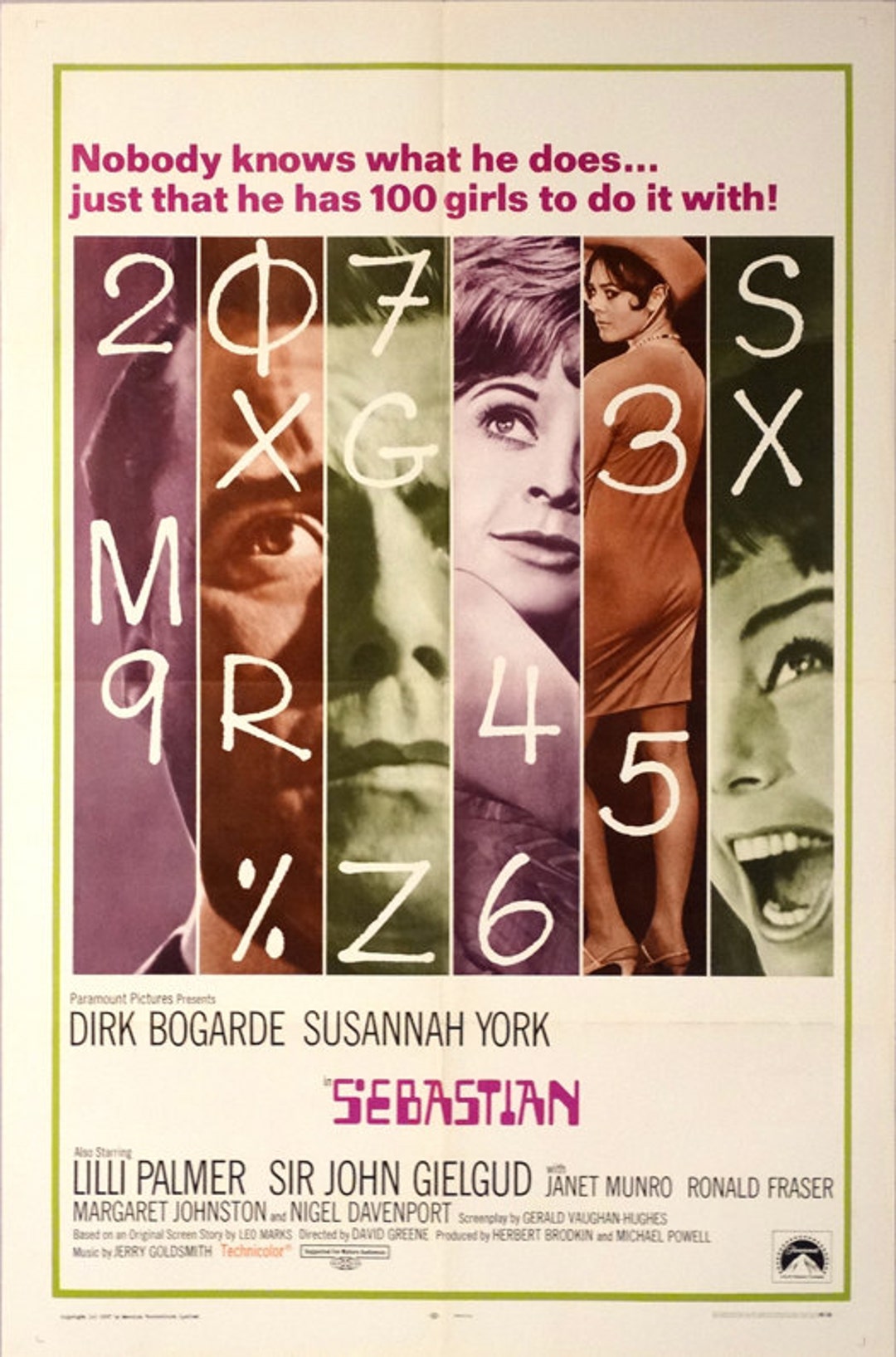 Sebastian. Original 1968 US 27"x 41" Theater Movie Poster. Dirk Bogardt ...