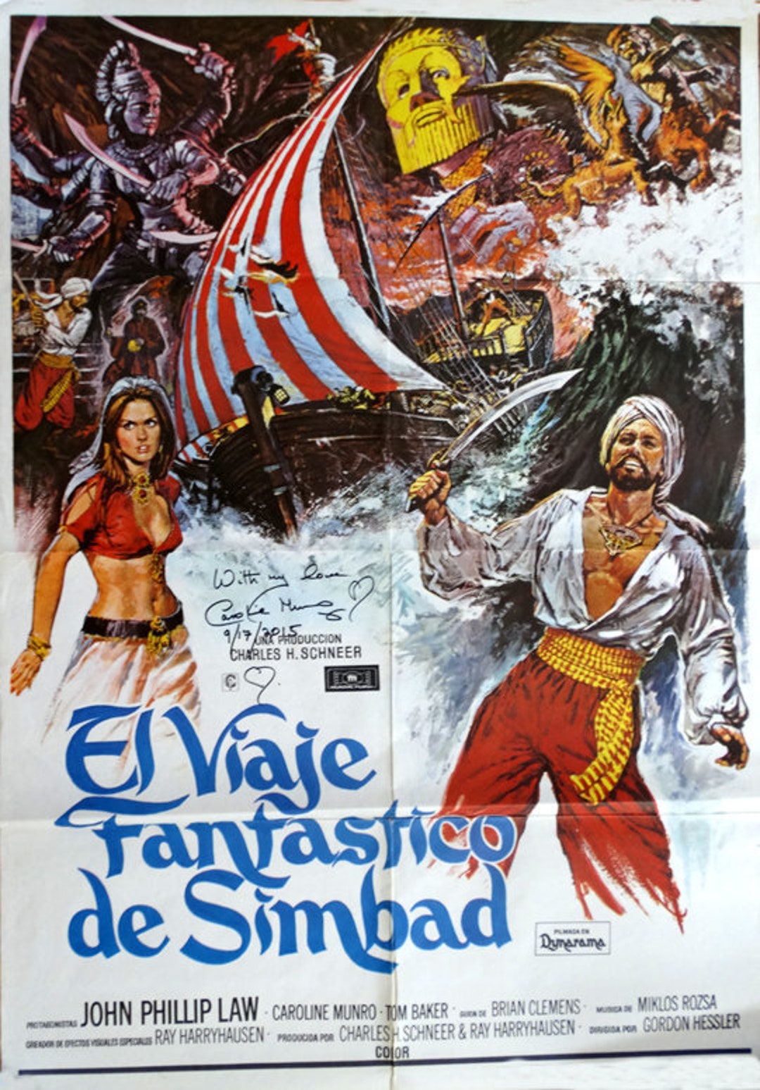 Golden Voyage of Sinbad. 1973 Original Spanish 27x39 Theatrical Movie ...