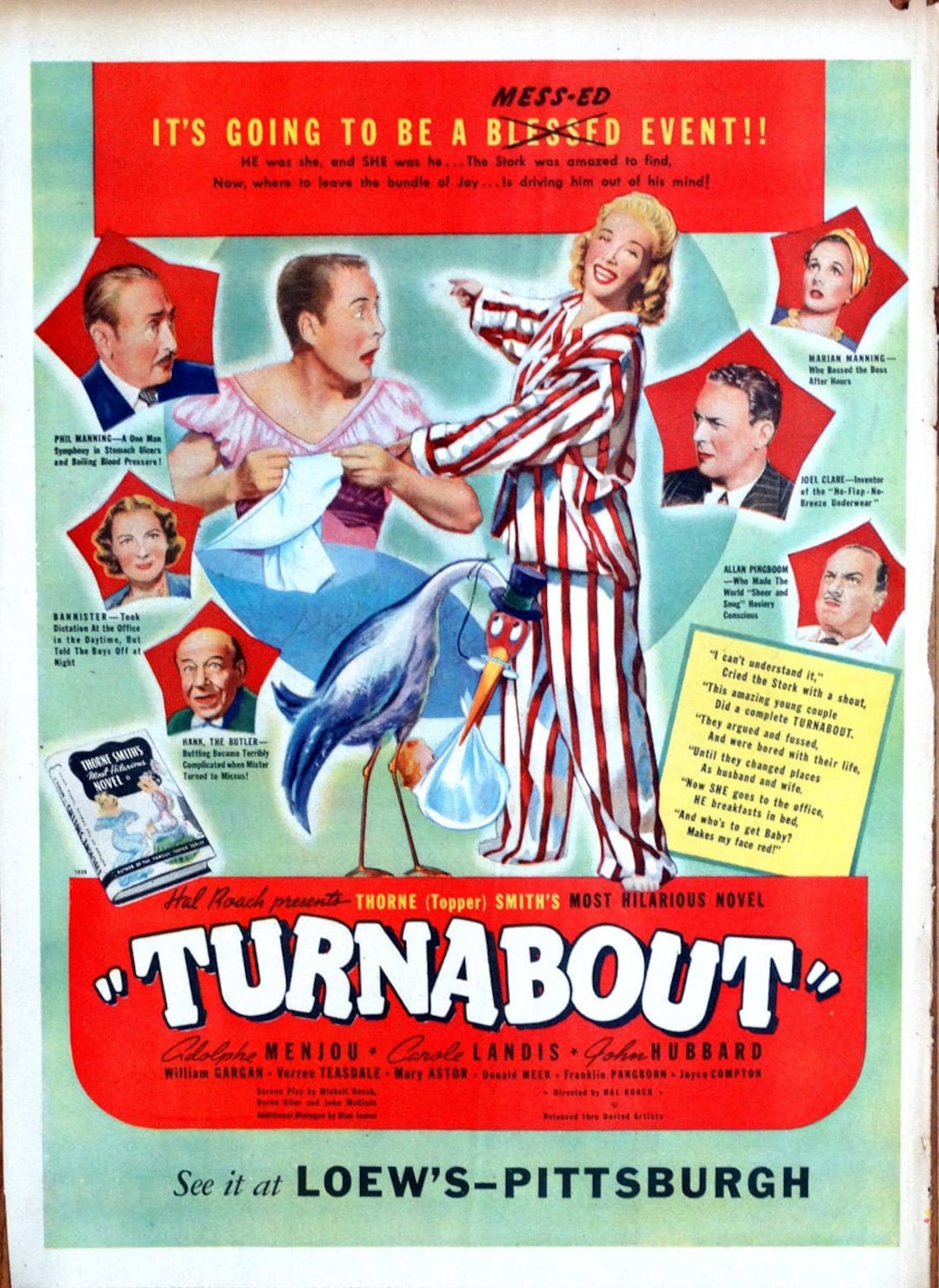 Turnabout.1940 15.5 X21usrarenewspaper Movie - Etsy